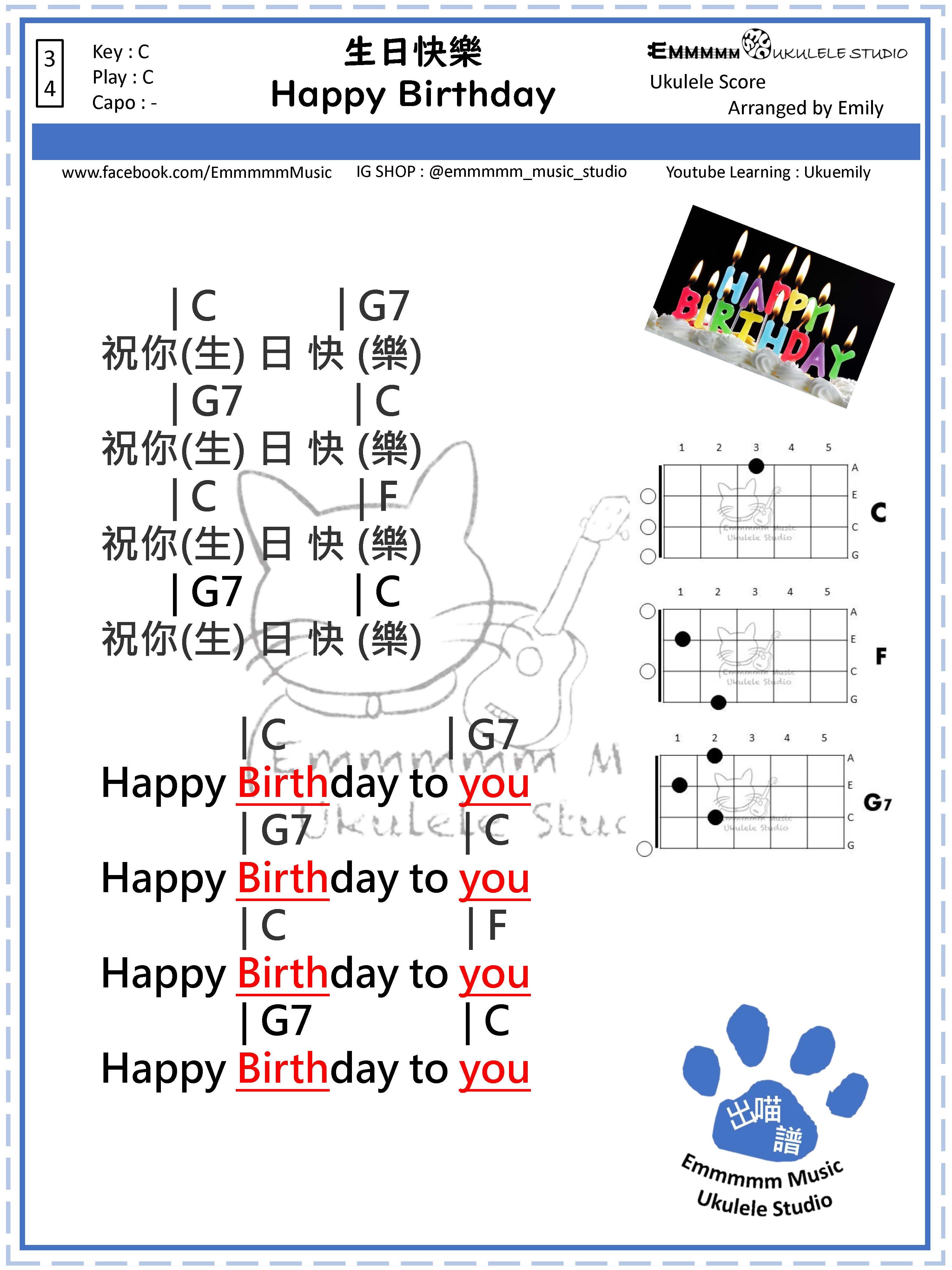 Ukulele Chords Happy Birthday